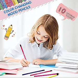 Eersida 80 Pcs Motivational Pencils Color Changing Mood Pencil Inspirational with Sayings 2B Thermochromic Eraser for Student Christmas Gift (Multicolor, Style)