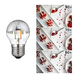 YDJoo 2W G45 Half Chrome Light Bulb Dimmable G45 Silver Mirror Reflected Light 20W Equivalent Warm White 2700K Silver Tipped Mirror Light Bulb E26 Base Decorative LED Edison Bulb for Home Light,6 Pack