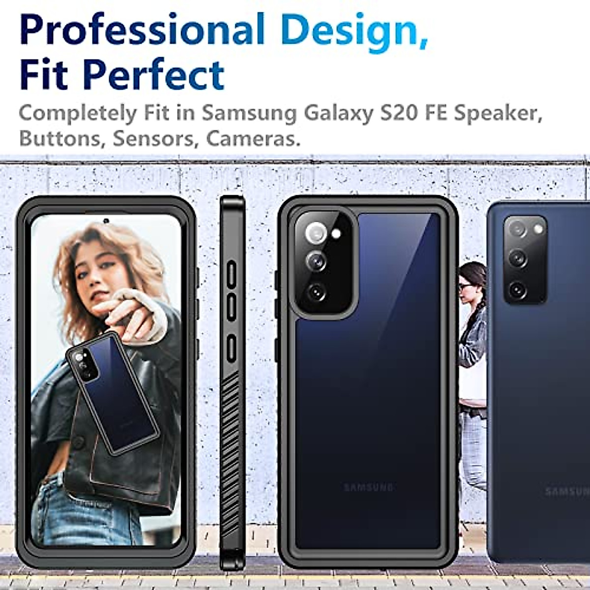 Temdan for Samsung Galaxy S20 FE Case 5G Waterproof, Built in Screen Protector 360° Full Body Heavy Duty Shockproof IP68 Waterproof S20 FE Case for Samsung S20 FE 5G 6.5" Black