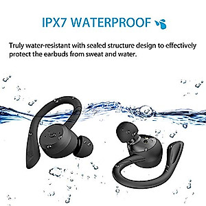 APEKX Sport in-Ear TWS Headphone True Wireless Bluetooth 5.1 Sports Earphone, IPX7 Waterproof Stereo Sound, Built-in Mic Earphones for Sports Gym Workouts(Black)