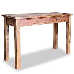CUSON Console Table Vintage | Rustic Sofa Table with 2 Drawers | Wooden Retro Entryway Table for Hallway, Entryway, Living Room | Brown Solid Reclaimed Wood 48.4" x 16.5" x 29.5"