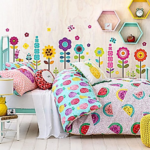 Flower Wall Stickers for Kids - Floral Garden Wall Decals for Girls Room - Removable Toddlers Bedroom Vinyl Nursery Wall Décor [27 Art clings] with Free Bird Gift!