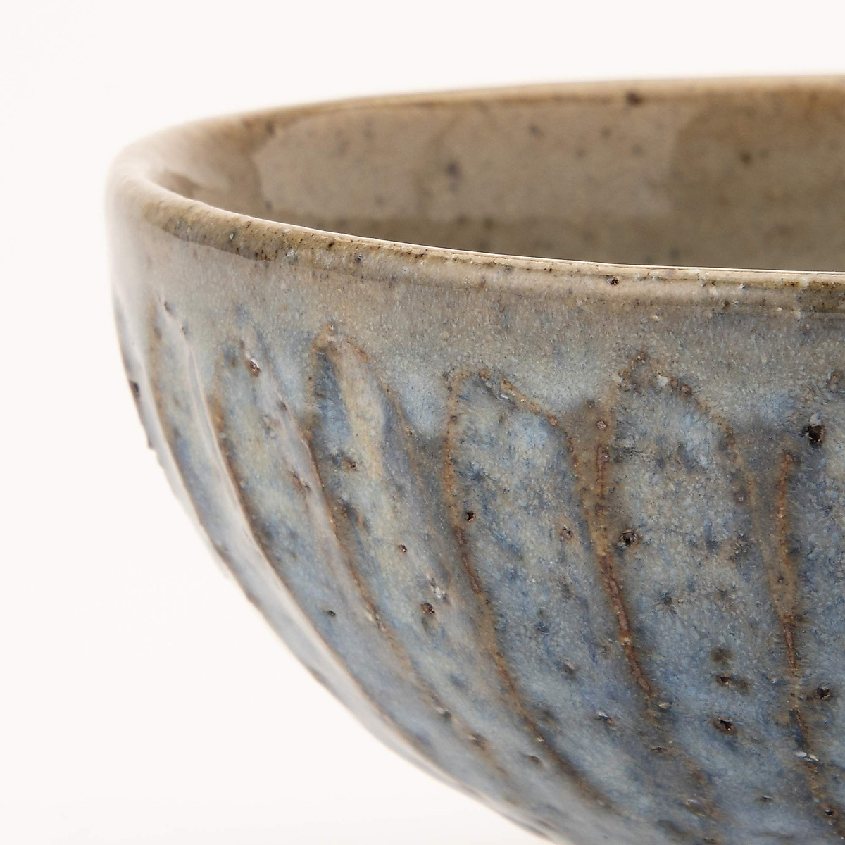Marui Seitou MR-3-3489 Shigaraki Ware Hechimon Rice Bowl, Small, Blue Hagi Carving, 4.5 inches (11.5 cm)