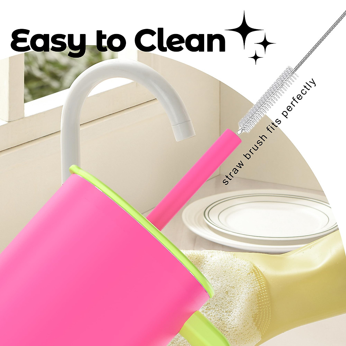 winiwo 40 oz Tumbler with Handle and Straw for Her, Flexible Straw, Insulated Tumbler Cups with Silicone Bottom, Keeps Beverages Cold Up to 24 Hours, Gym/Work/Travel/School/Gift（Ruby Red）