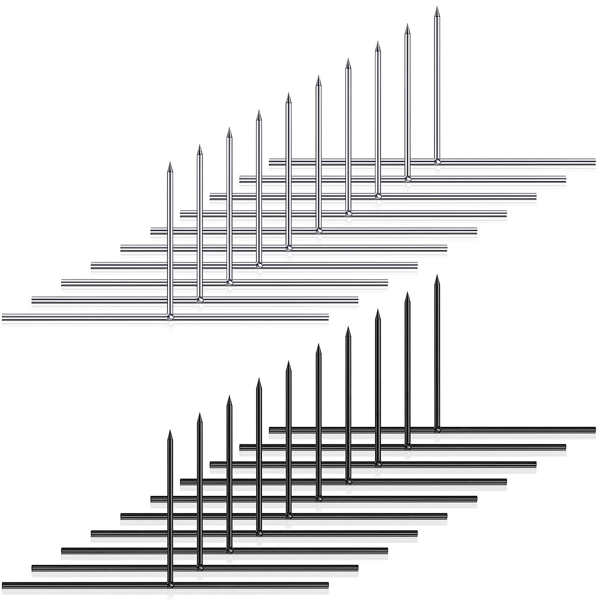 Hotop Halloween Tombstone Metal Stakes for Foam 6.5 x 3 Inches Tombstone Graveyard T Shaped Stakes for Halloween Outdoor Graveyard Yard Lawn Decorations(Silver, Black,20 Pieces)