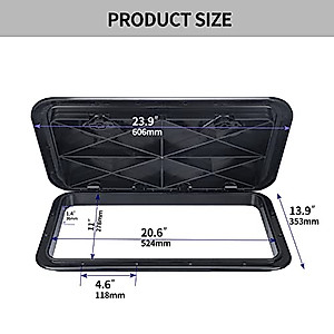 smartmarine 24"x14" Marine Boat Deck Hatch Cover,Boat Access Hatch & Lid, Black/White (Black)