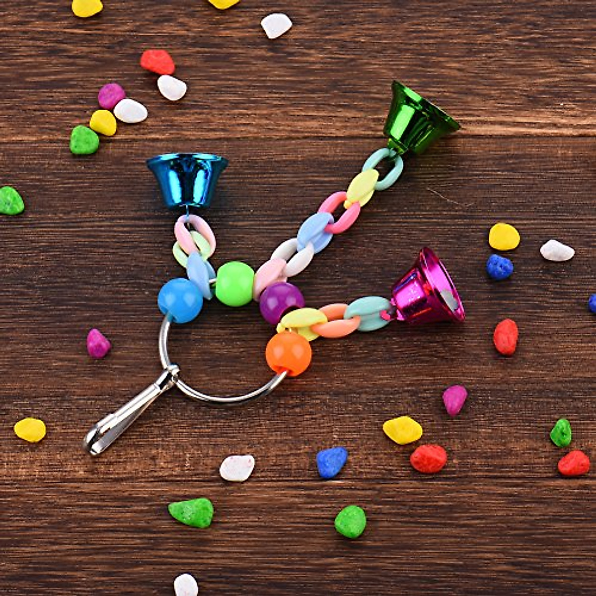 Birds Cage Accessory Parrot Macaw Chew Bell Toys Colorful Swing Hanging Toy (B)