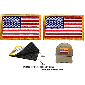 Tactical Patches of USA US American Flag, with Hook and Loop for Backpacks Caps Hats Jackets Pants, Military Army Uniform Emblems, Size 3x2 Inches, Pack of 2