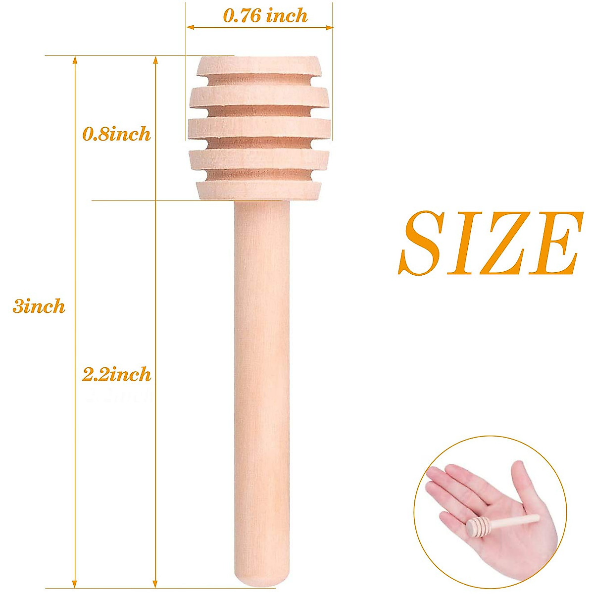 Premium 50-Pack 3 Inch Mini Wooden Honey Dipper Stick, Individually Wrapped,Pefect for Wedding Shower Party Favors Honey Jar spoon or Honey Wands mini