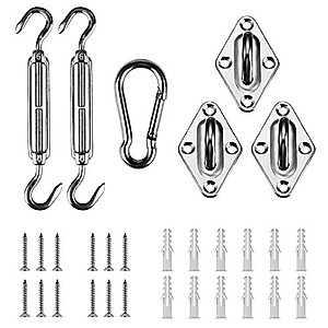 Artpuch Sun Shade Sail Canopy 10'x10’x14’ Sand 304 Stainless Steel Hardware Kit 6 inch Installation Set Cover for Patio Outdoor, 185GSM Triangle Backyard Shade Sail for Garden