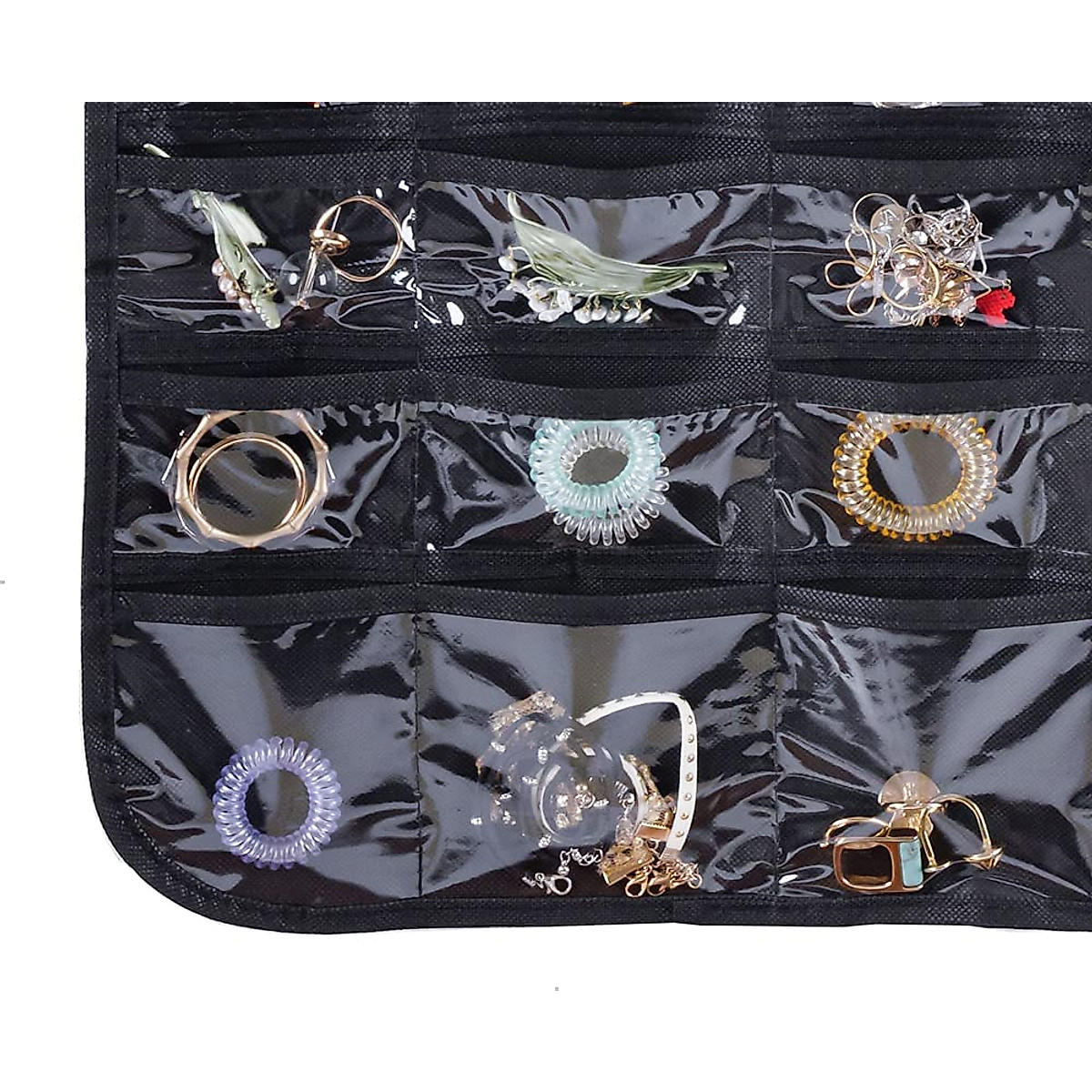 Bloss Hanging Jewelry Organizer With 80 Pockets Double-Size Hanging Jewelry Holder For Jewelry Earring Storage-Black