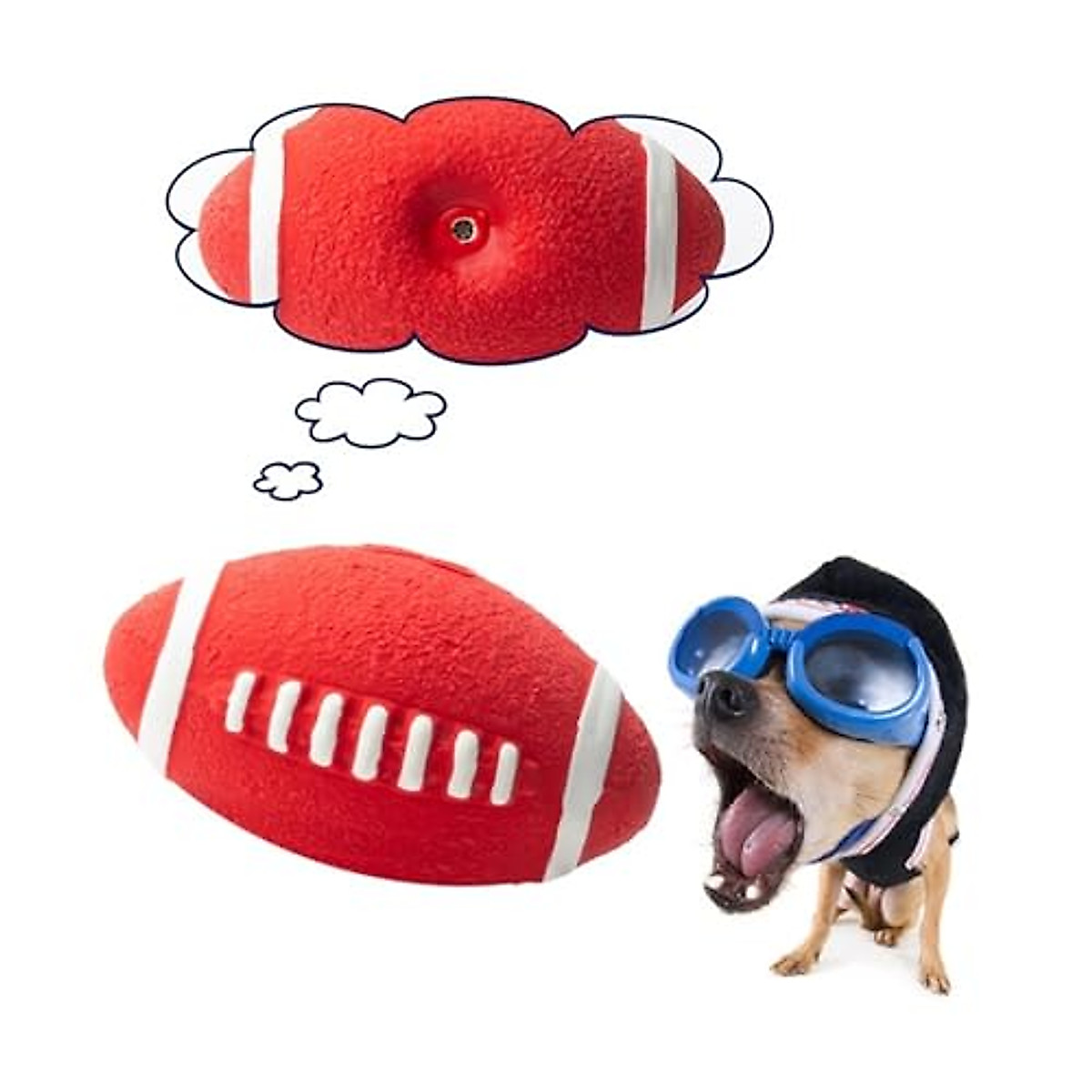 Pet chew Toys Pet Dog Toys Latex Relieve Boredom Vocalization Interactive Teething Tearing Bite Resistant Rugby Ball Tennis Ball Pet Toys (Color : Red Football)