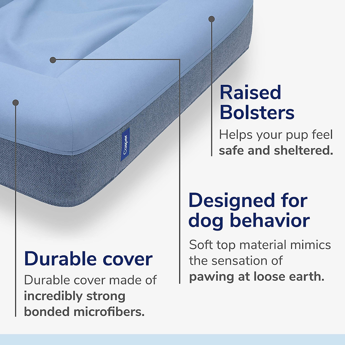 Casper Dog Bed, Plush Memory Foam, Medium, Blue