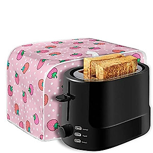 HUIACONG Strawberry Dots 4 Slice Toaster Cover Bread Maker Protective Cover Bag Pink Bread Toaster Oven Cover Kitchen Machine Protector Cover Small Appliance Organizer Bag Cover
