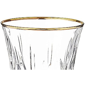Lorren Home Trends Siena Collection Crystal White Wine Glass with Gold Band Design, Set of 4,6 fl oz