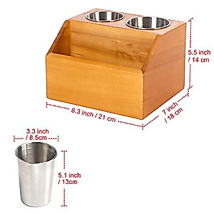 Satauko Wall Mount Hair Tools Organizer with 2 Holes, Wood Hair Dryer Holder for Brushes and Hair Straightener, Curling Iron Holder, Flat Iron Holder, Blow Dryer Holder, Bathroom Vanity Organizer.