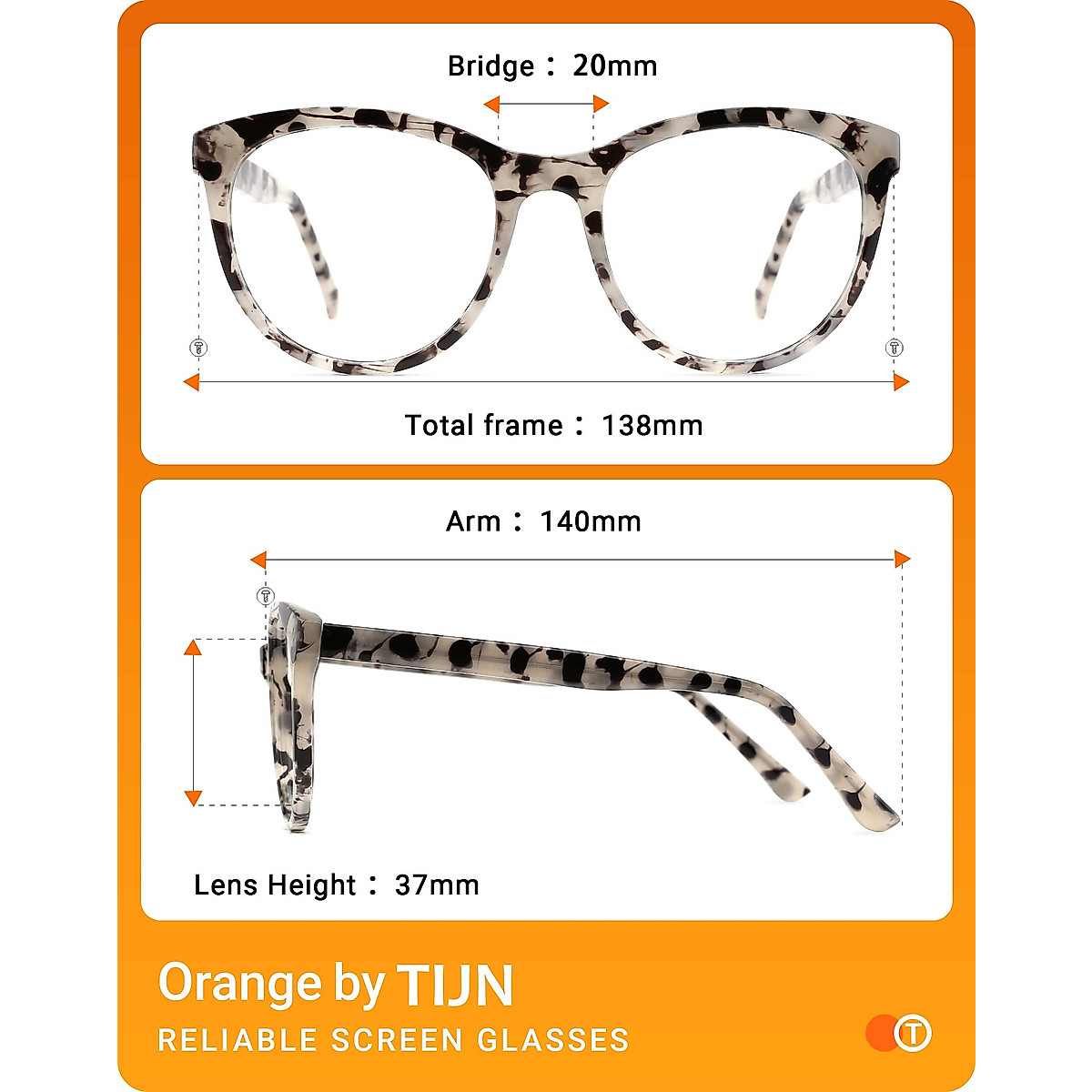 TIJN Blue Light Glasses for Women and Men, Oversized Frame, Anti Eyestrain Clear Computer Gaming Blue Blocker Glasses (Tortoise Shell)