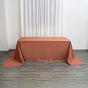 Balsa Circle 90x156-Inch Terracotta Rectangle Polyester Tablecloth Table Cover Linens for Wedding Party Events Kitchen Dining