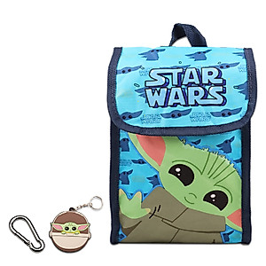 Fast Forward Baby Yoda Backpack with Lunch Bag for Boys - Bundle with Baby Yoda Backpack, Baby Yoda Lunch Box, Water Bottle, Stickers, Keychain, More | Star Wars Backpack Set