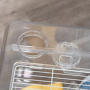 PawHut Hamster Cage, 2-Level Rat House Mouse Habitat with Accessories Tube Tunnels, Exercise Wheel, Water Bottle, Food Dish, Hut, 22" x 15" x 12.5", Transparent