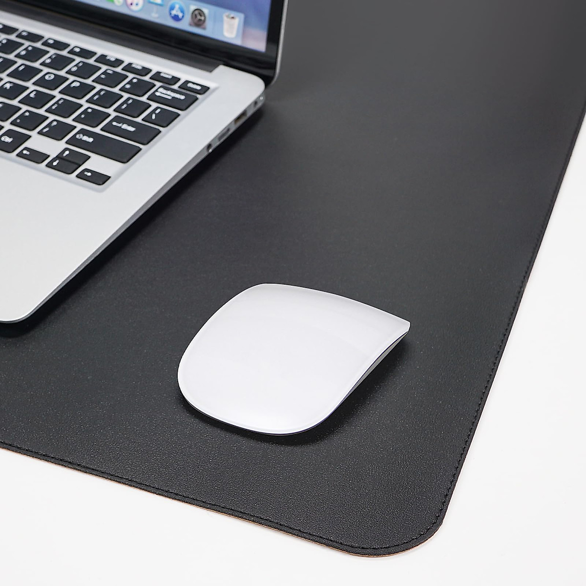 AFIING Leather Desk Pad Protector, Office Desk Mat, Large Mouse Pad, Desk mat for Keyboard and Mouse, Laptop Desk Pad, Waterproof Desk Writing Pad for Office and Home (Black, 23.6" x 13.7")