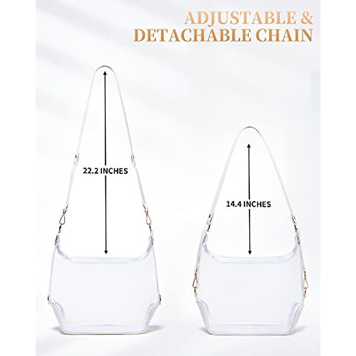 Vorspack Clear Bag Stadium Approved - Clear Purse for Women Clear Crossbody Bag with Adjustable Strap for Sports Events Concerts College - White