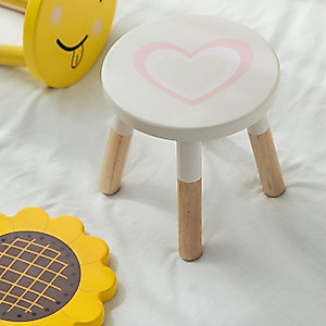 RUYU Wooden Kids Stool for Sitting, 9.1 Inch Solid Hard Wood Chair,Crafted Hand-Painted with Assembled Four-Legged Stool, Bedroom, Playroom, Furniture Stool for Toddler, Children, Boys, Girls