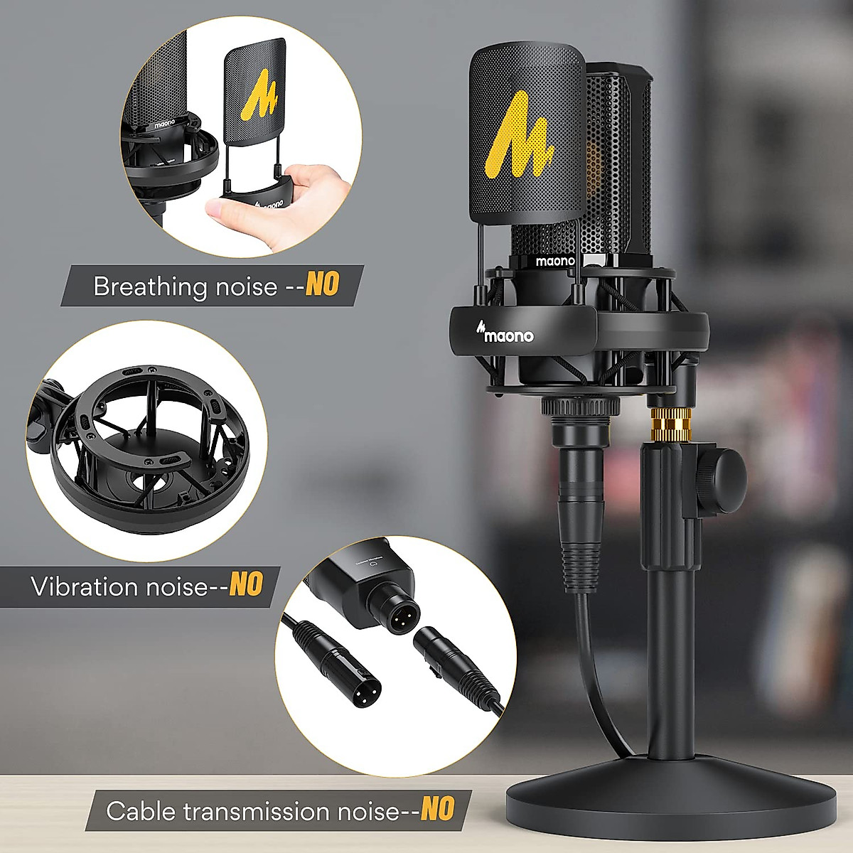 XLR Condenser Microphone with Audio Interface, MAONO Professional Studio Bundle for Recording, Podcasting, Streaming, Voice Over, Vocals, Music, YouTube