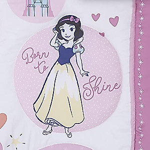 Disney Princess - Dare to Dream Pink and White, Castle, Hearts and Stars 3 Piece Nursery Crib Bedding Set - Comforter, Fitted Crib Sheet, and Crib Skirt