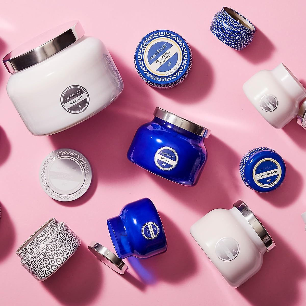 Capri Blue Scented Candle - Cotton Wick - Luxury Aromatherapy Candle - 19 Oz - Volcano - White