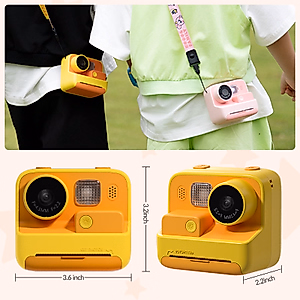 Mafiti Kids Camera Instant Print, 48MP Digital Camera Selfie 1080P Video with 32G TF Card, Toys Gifts for Girls Boys Aged 3-12 for Christmas/Birthday/Holiday (Orange)