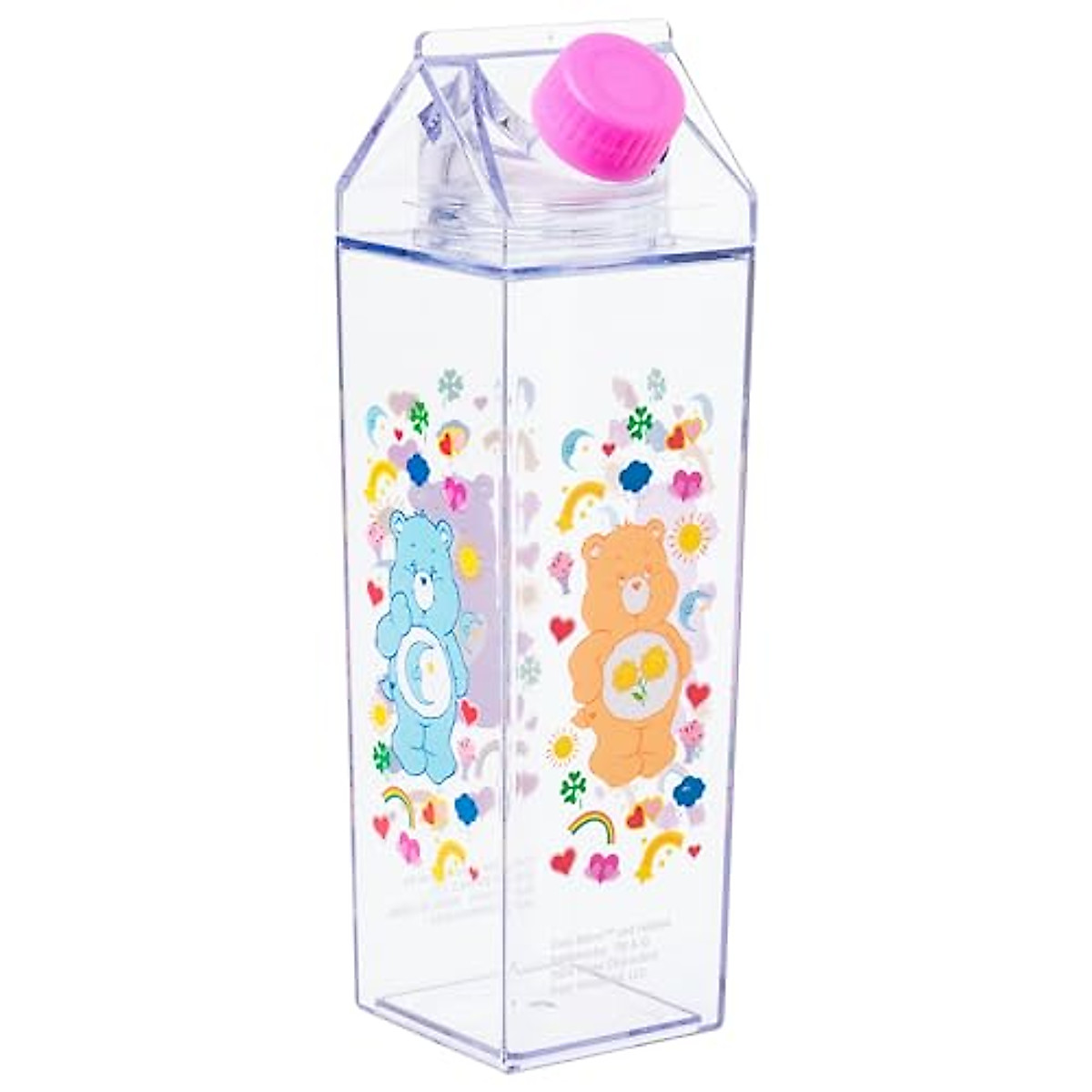 Silver Buffalo Care Bears Plastic Milk Carton Bottle Featuring Friend, Cheer, Grumpy Bear & Best Friend, 16.2 Ounces