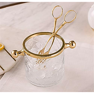 N/A Handmade Brass glass ice bucket with ice clip dining table cooler wine wine rack ice bucket champagne can cooler