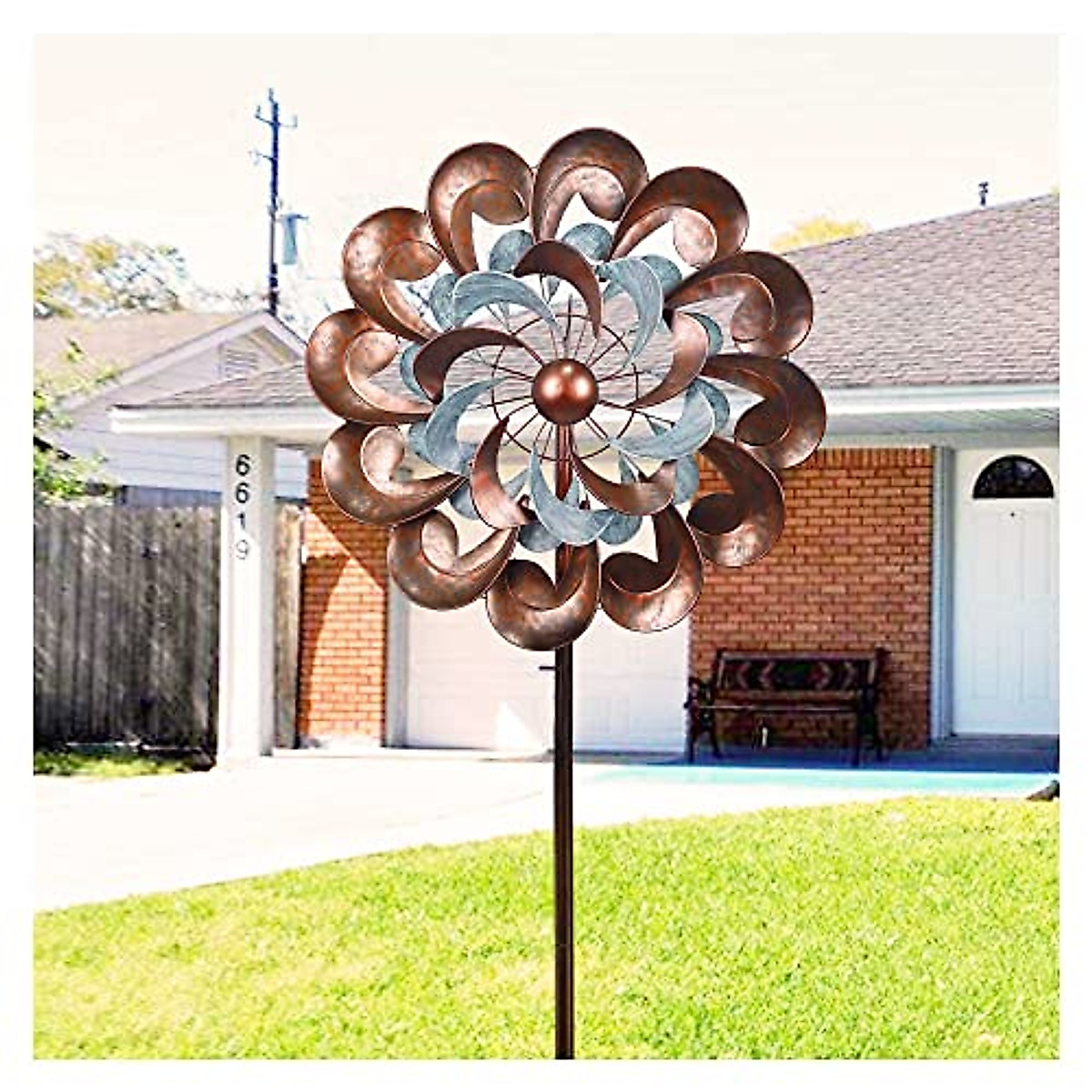 84 Inch Garden Metal Wind Spinner Gifts for Women Mom-Pinwheels Kinetic Art Windmill for Yard Lawn Patio& Garden Decor Outside