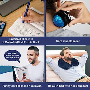 Amabeen Gifts Get Well Soon Gift Basket for Men – Recovery & After Surgery Care Package - Plush Blanket, Insulated Tumbler, Neck Pillow, Massage Roller, Puzzle Book, Funny Card, Pen