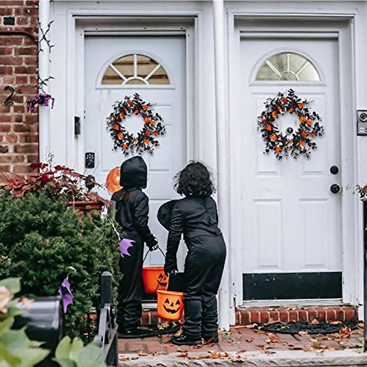 Halloween Wreaths Fall Front Door Wreath, Halloween Wreaths Pinecone Welcome Sign Fireplace Harvest Porch Wall Halloween Pumpkins Orange Wreaths Props Indoor