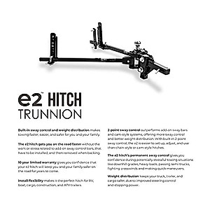 Fastway e2 2-Point Sway Control Trunnion Hitch, 92-00-0800, 8,000 Lbs Trailer Weight Rating, 800 Lbs Tongue Weight Rating, Weight Distribution Kit Includes Standard Hitch Shank, Ball NOT Included