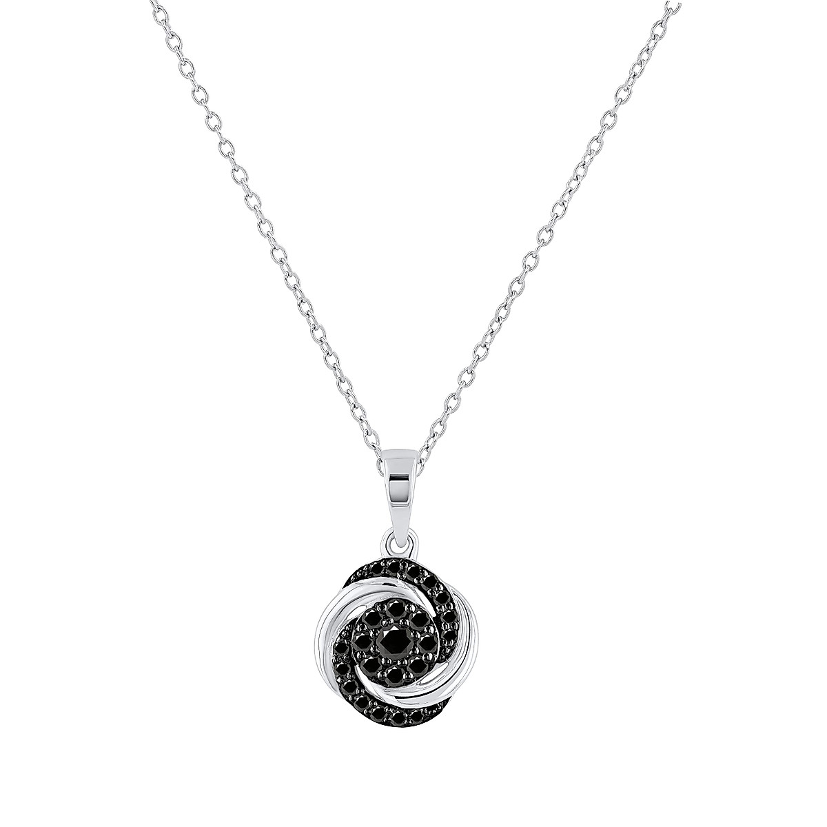 Dazzlingrock Collection Round Black Diamond Twisted & Swirl Circle Pendant for Women (0.29 ctw, Color Black, Clarity Opaque), 925 Sterling Silver