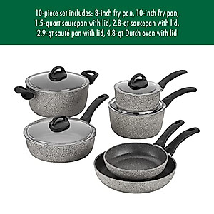BALLARINI Parma by HENCKELS 10-pc Nonstick Pot and Pan Set, Made in Italy, Set includes fry pans, saucepans, sauté pan and Dutch oven with lid