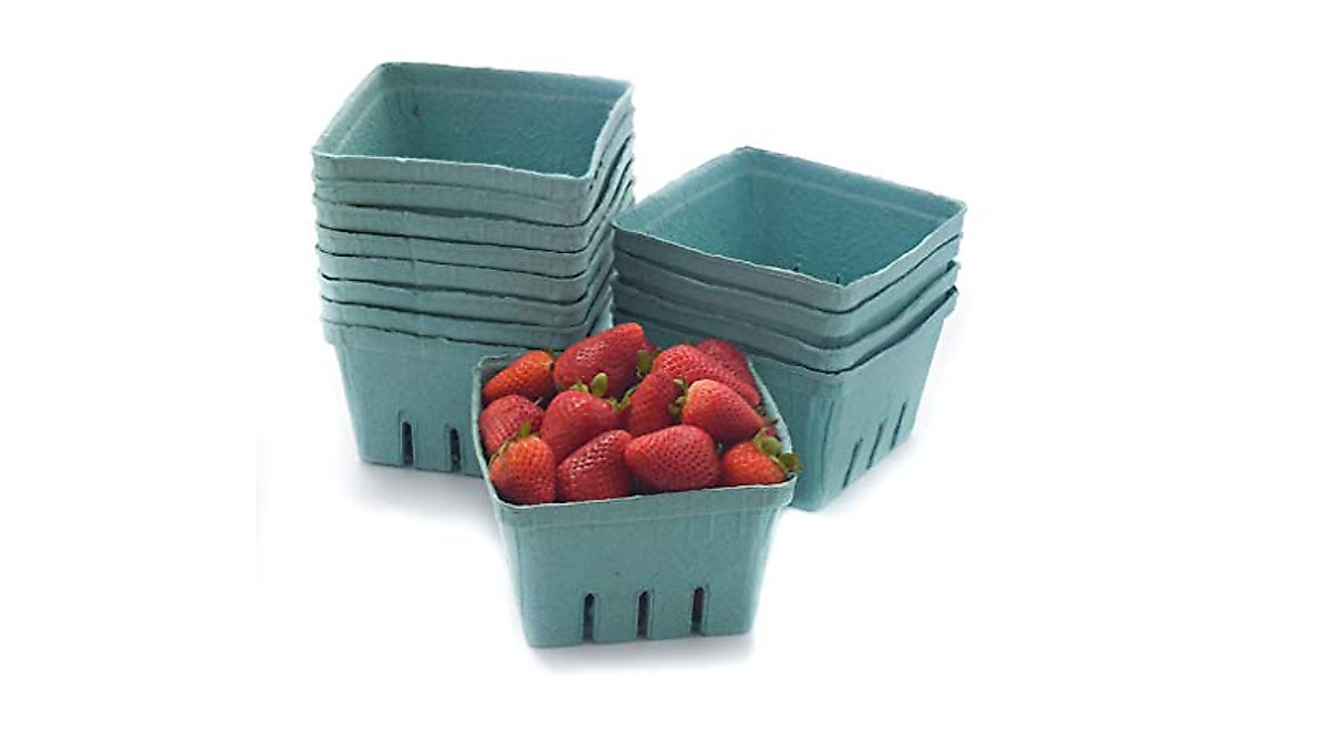 Eco-Friendly 42 Pack Green Molded Pulp Berry Baskets for Produce