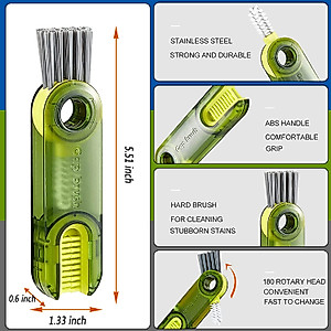 3 in 1 Multifunctional Cleaning Brush 3 Pack Bottle Cleaner Brush Insulation Cup Crevice Cleaning Tools Tiny Bottle Cup Lid Brush Cleaner Brush Suitable for All Kinds of Cups and Bottles