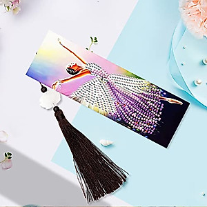pigpigboss Ballet Girl Diamond Painting Bookmark 2 Pieces DIY Bookmark with Tassel Special Shaped Diamond Painting Dancing Girl Bookmark Diamond Dots Art for Adult Kid Book Decor Art