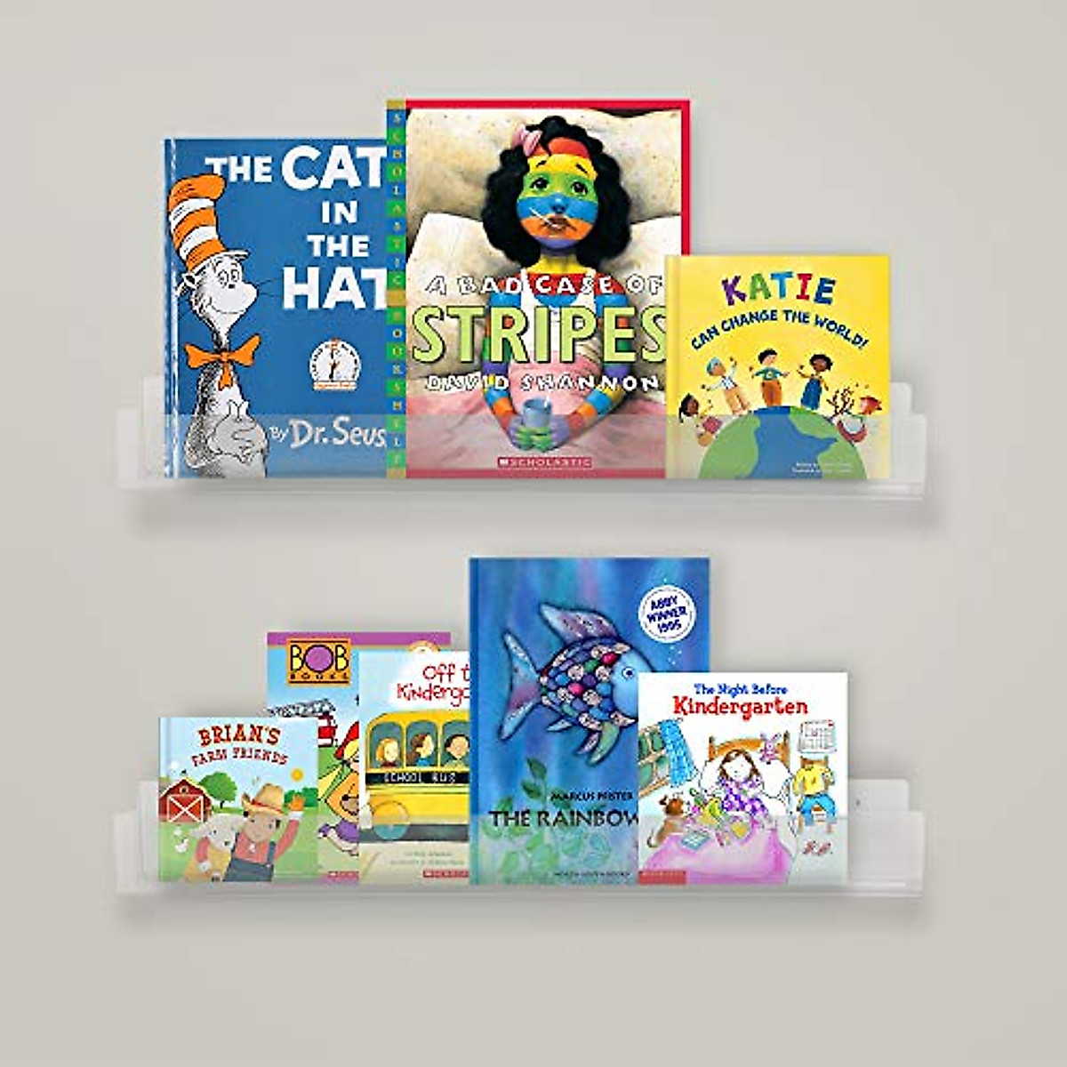 VIVO Dual Acrylic 24 inch Floating Bookshelves for Wall Display, Clear Organizer Shelves for Kids Room, Nursery, Office, and More 2-Pack, MOUNT-SF24C