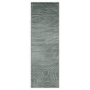 SUPERIOR Indoor Runner Rug, Modern Abstract Decor for Living/Dining Room, Office, Bedroom, Entryway, Kitchen, Dorm, Playroom, Hardwood Floor Throw, Jute Backing, Veer Collection, 2' 7" x 8', Slate