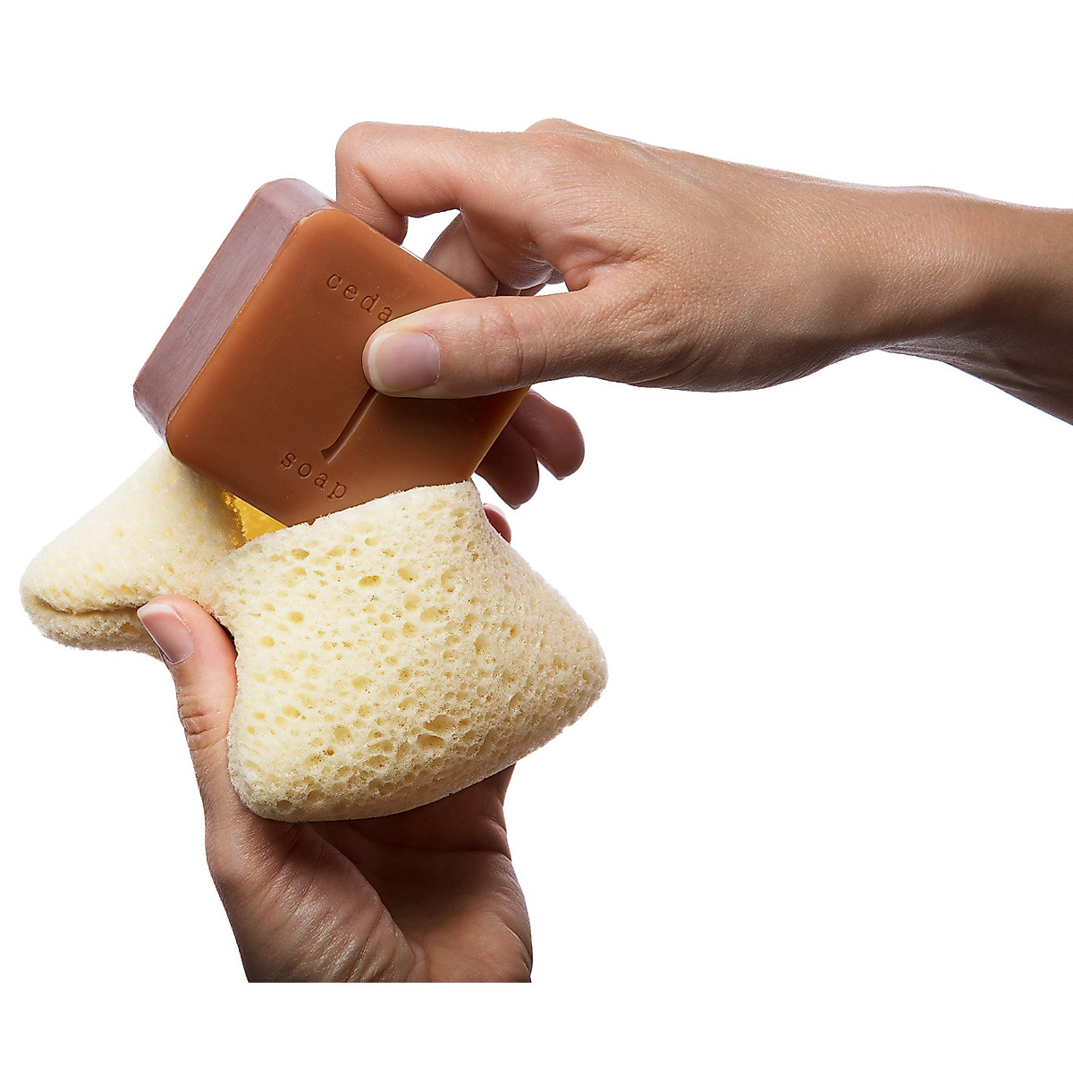 MartiniSPA Exfoliating Body & Shower Sponge with Soap Pocket. All Natural Italian Deep Cleansing Sponge with Soap Saver Pouch & Hand Strap for Men & Women - Use in Shower or Bath - 2 Units/Beige Color