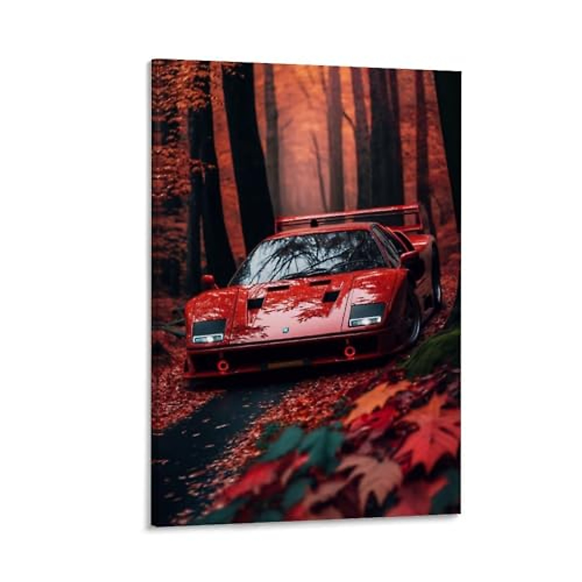 Car Poster Ferrari F40 Supercar Posters Racing Car Canvas Wall Art For Boy's Bedroom SuperCar Wall Decor Frame-style 16x24inch(40x60cm)