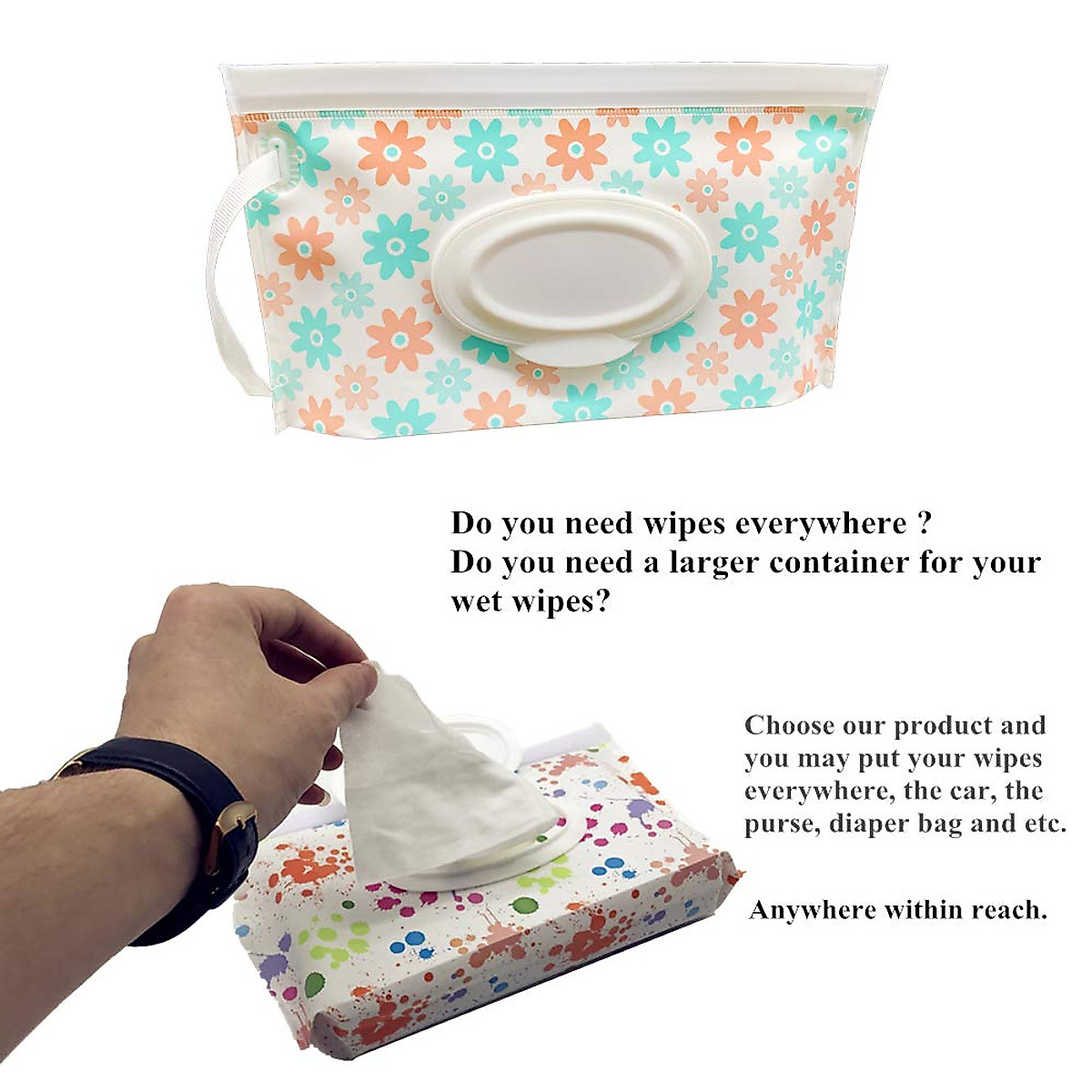 ULVBABI Baby Wet Wipe Pouch Container, Reusable & Refillable Portable Wipes Dispenser, Eco Friendly and Lightweight Baby Travel Wet Wipe Holder, Keeps Wet Wipes Moist (6 Pack)