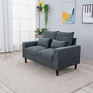Panana 2 Seater Sofa 2 Seat Loveseat Compact Loveseat Couch Living Room Furniture with Armrest, Grey 2 Seater