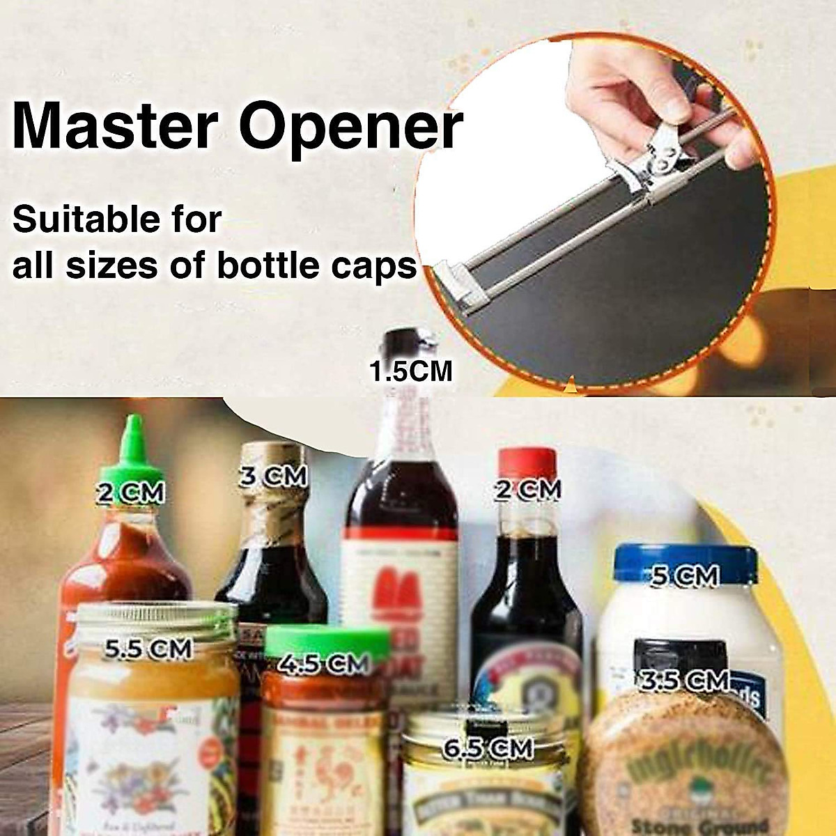Master Jar Opener Adjustable Jar & Bottle Opener, Multifunctional Stainless Steel Manual Can Opener Jar Lid Gripper, Easy Open Adjustable Jar Opener