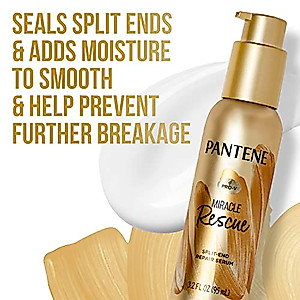 Pantene Hair Serum, Split Ends Hair Treatment, Hair Serum for Frizzy and Damaged Hair, Miracle Rescue, 3.2 oz